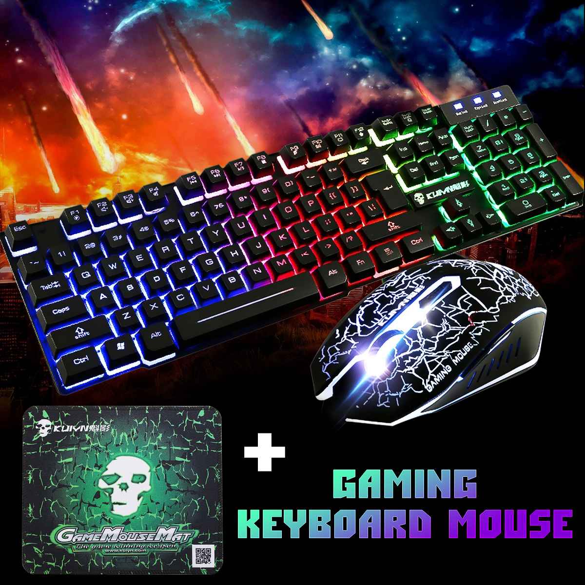 LED Ergonomic Gaming Keyboard with Mouse – ExponentStore