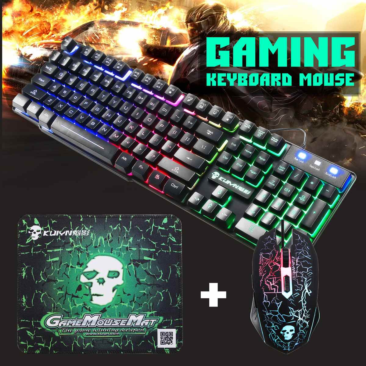 LED Ergonomic Gaming Keyboard with Mouse – ExponentStore