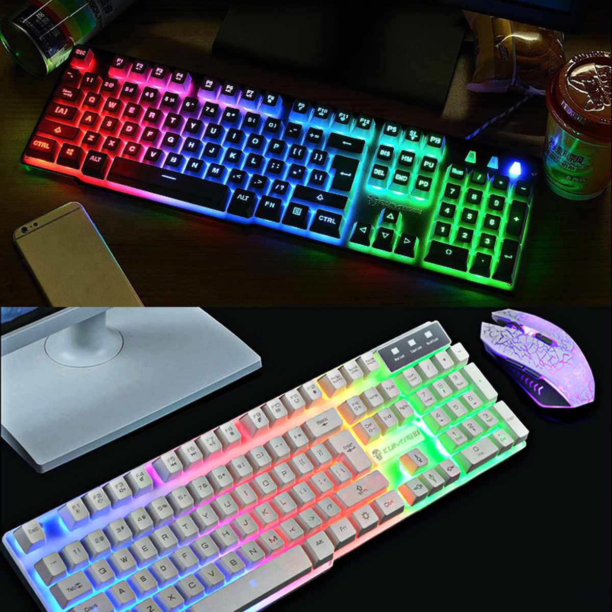 LED Ergonomic Gaming Keyboard with Mouse – ExponentStore