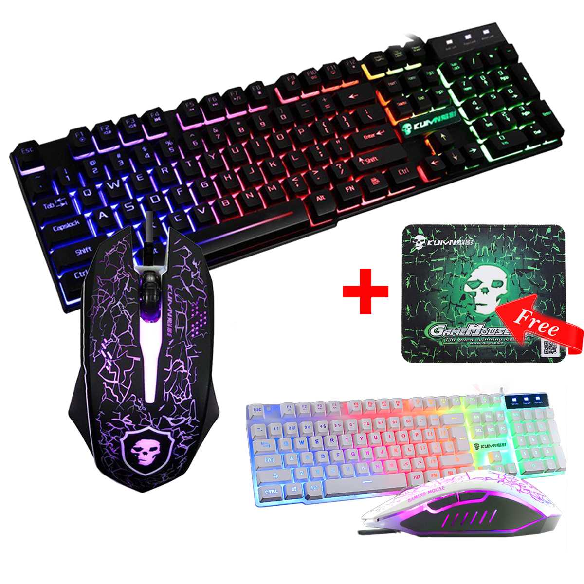 LED Ergonomic Gaming Keyboard with Mouse – ExponentStore